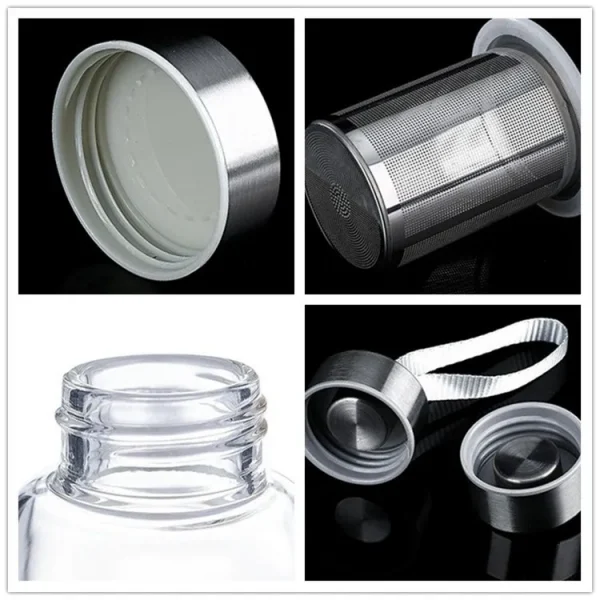550ml Single-Walled Glass Water Tea Travel Flat Flask Bottle - Eco ...